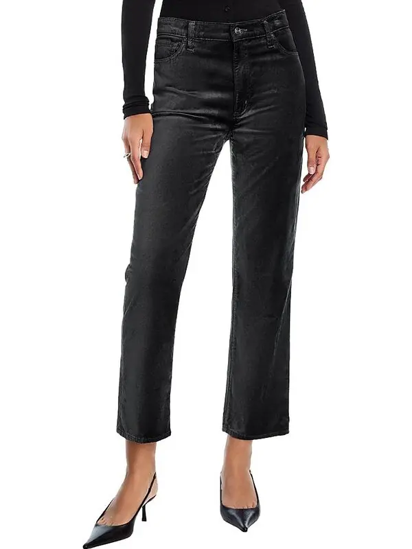 FRAME Le Sleek Straight High-rise Jeans - Green Smoke Velvet
