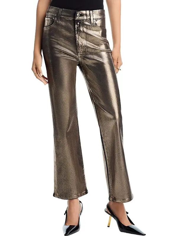 FRAME The Reboot High-rise Crop Metallic Coated Jeans - Champagne