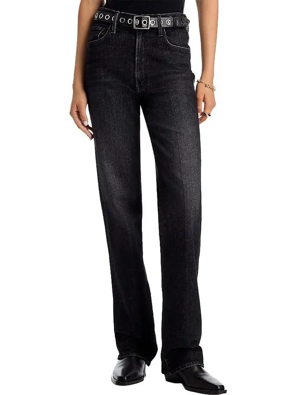 MOTHER The Rambler High Rise Zip Heel Jeans - Keep It Sharp