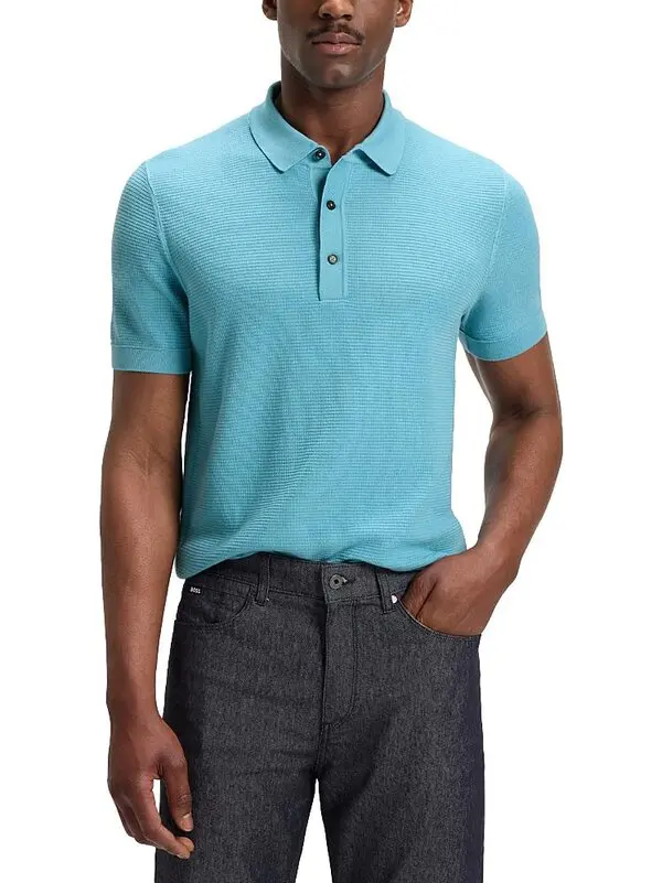 BOSS Iannoti Knit Polo Shirt - Light Pastel Blue