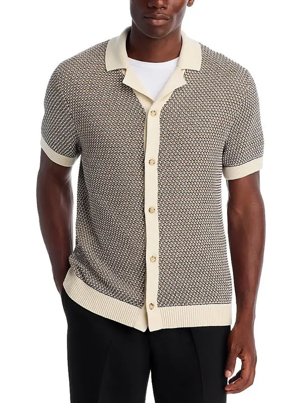 BOSS Iconico Textured Short Sleeve Cardigan - Open White