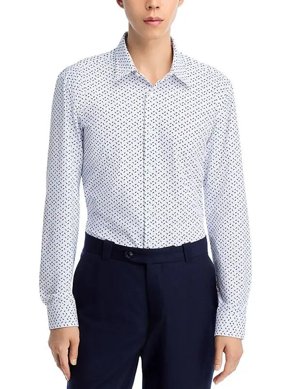 BOSS Roan Slim Fit Button-front Shirt - Light Pastel Blue