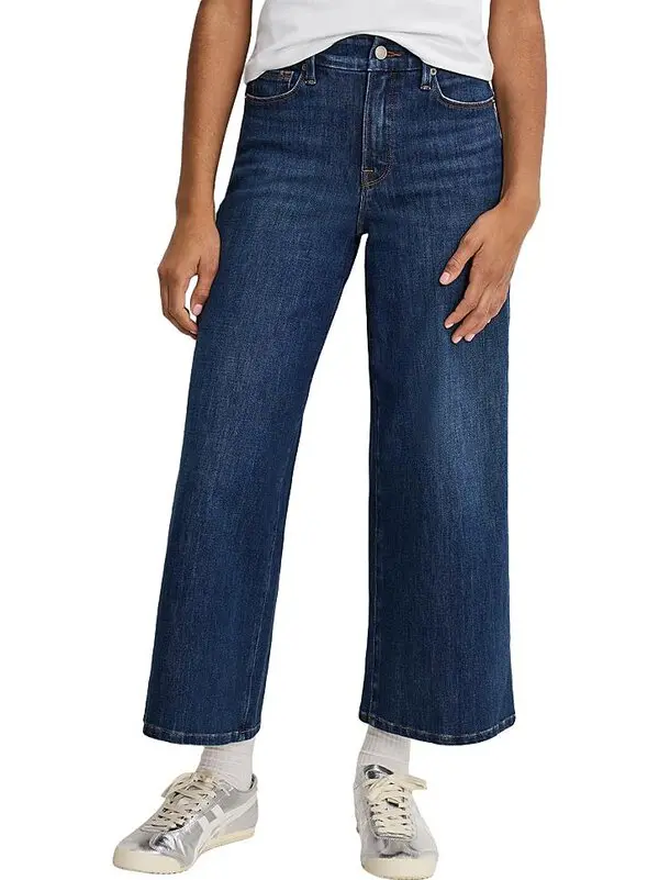 Good American Soft Tech Good Waist Palazzo Cropped Jeans - Indigo