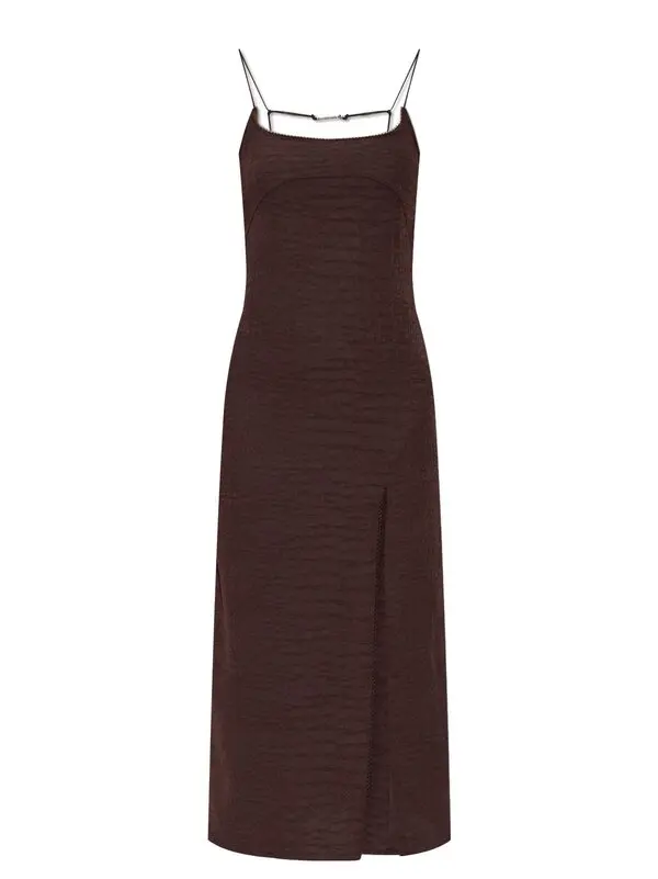 Jacquemus Spaghetti Strap Midi Dress - Brown
