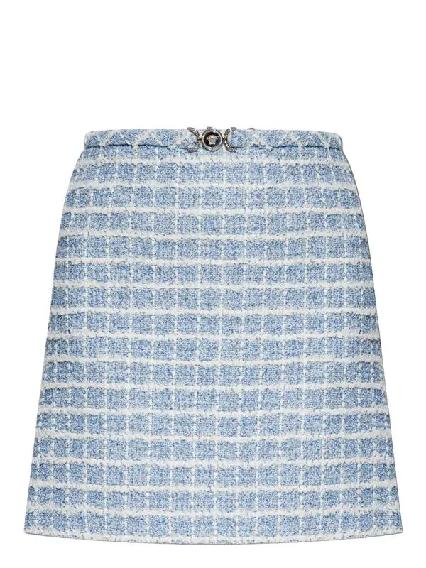 Versace Tweed Mini Skirt With Lurex Thread - Blue