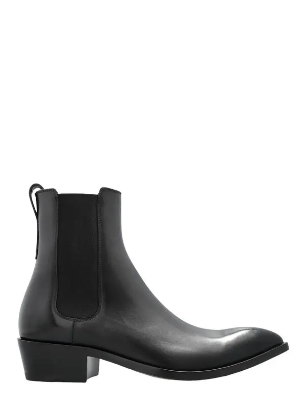 TOM FORD Leather Heeled Ankle Boots - Black