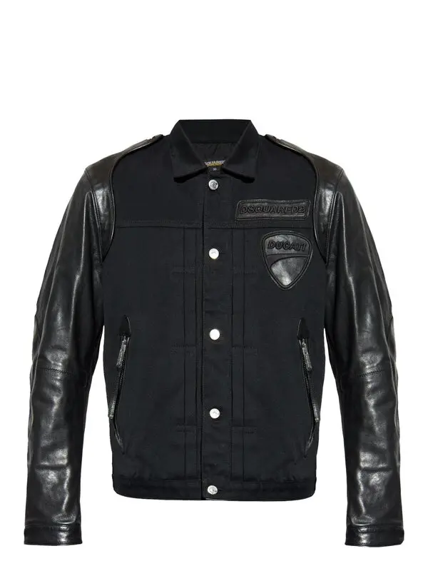 Dsquared2 X Ducati Canvas And Leather Jacket - Black