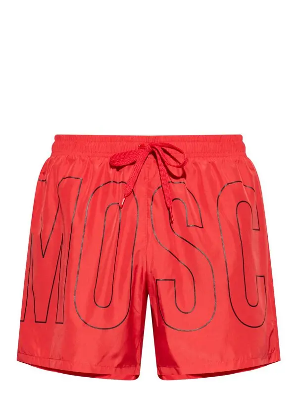 Moschino Swim Shorts With Logo - Red