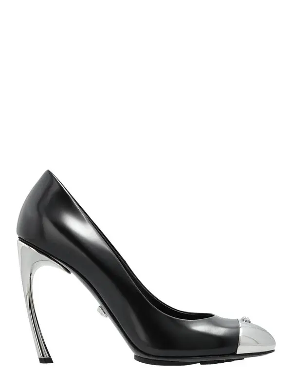 Versace Leather High-heeled Pumps With Medusa Detail - Black