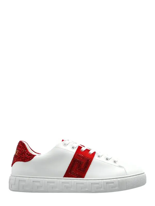 Versace Sequined Leather Sneakers - White