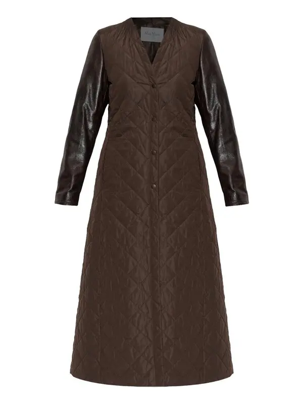 Max Mara Berta Quilted Flared Coat - Brown