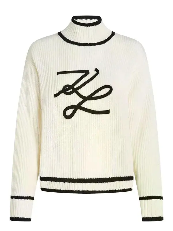 Karl Lagerfeld Logo-embroidered Ribbed Knit Sweater - White