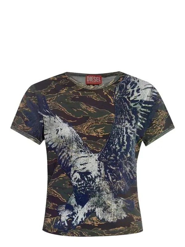 DIESEL Eagle-print Camouflage T-shirt - Blue