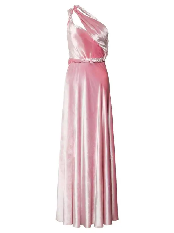 Alberta Ferretti Velvet One-shoulder Dress - Pink