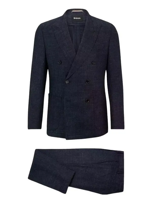 BOSS Pleated Double-breasted Suit - Blue