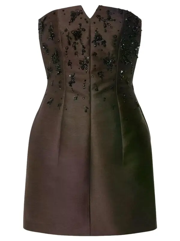 Alberta Ferretti Beaded Strapless Mini Dress - Brown