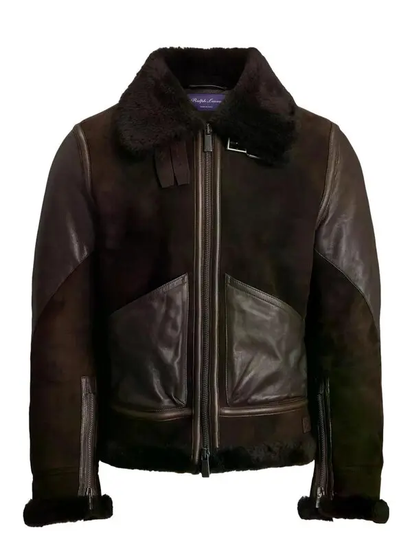 Ralph Lauren Purple Label Shearling-collar Biker Jacket - Brown