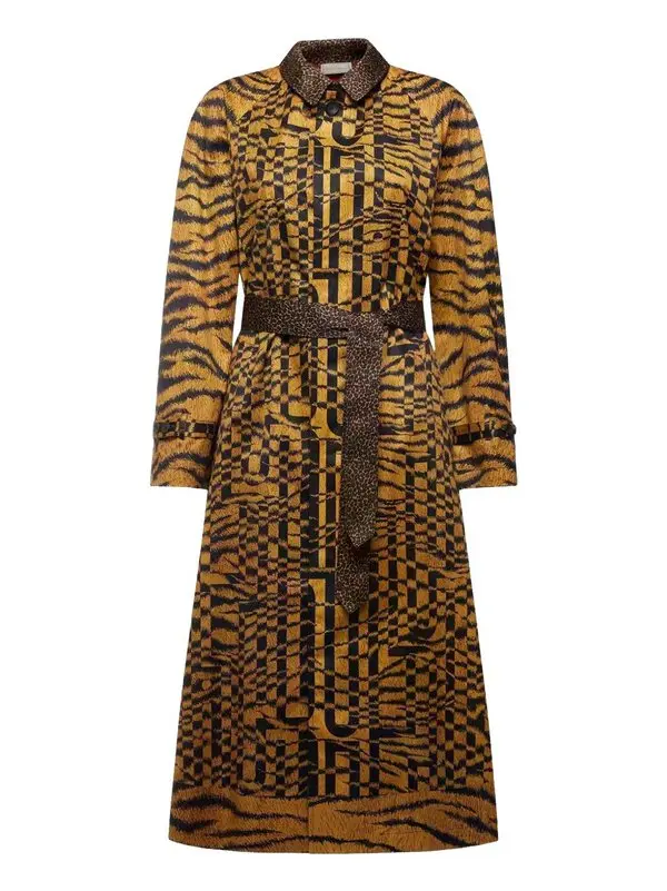 PIERRE-LOUIS MASCIA Geometric Pattern Trench Coat - Brown