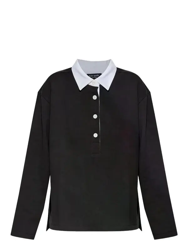 Kate Spade New York Long-sleeve Button Rugby Polo Shirt - Black
