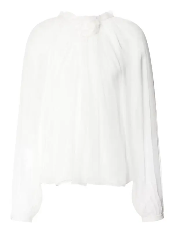 Alberta Ferretti Floral-appliqué Sheer Blouse - White