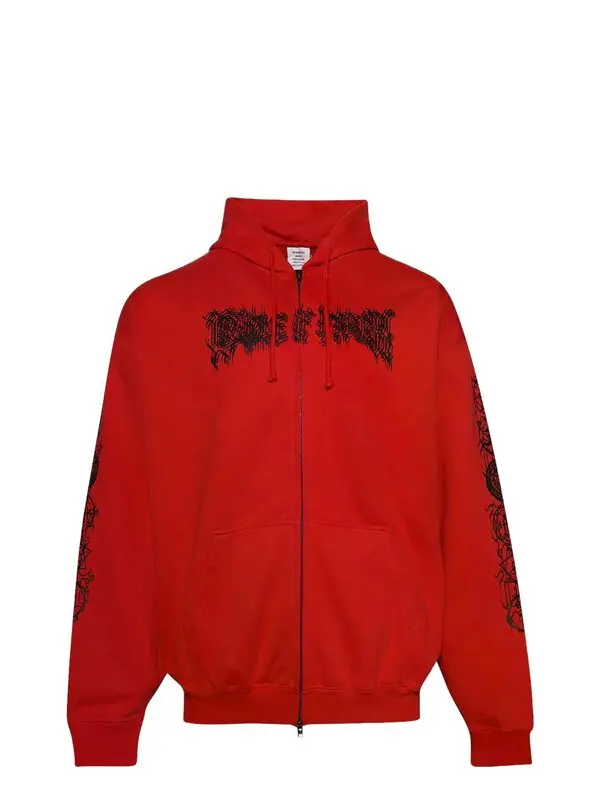 Vetements Cradle Of Filth Double-logo Zip-up Hoodie - Red