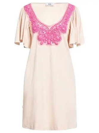 JIJIL Cotton T-shirt Dress With Appliqué And Tulle Trims - Blush