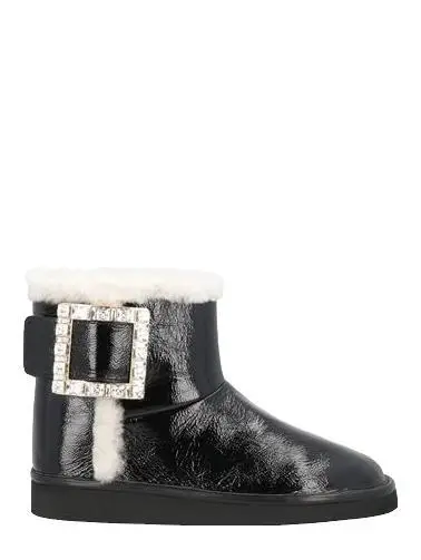 ROGER VIVIER Patent Leather Ankle Boots With Crystal Buckle - Black