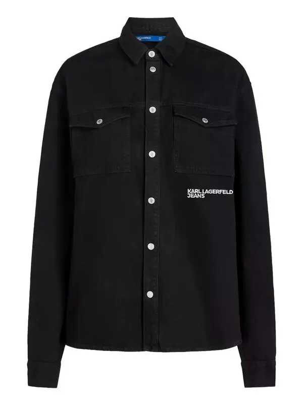 Karl Lagerfeld Cotton Shirt Jacket - Black