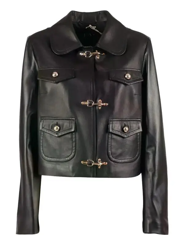 FAY Clasp-fastening Leather Jacket - Black
