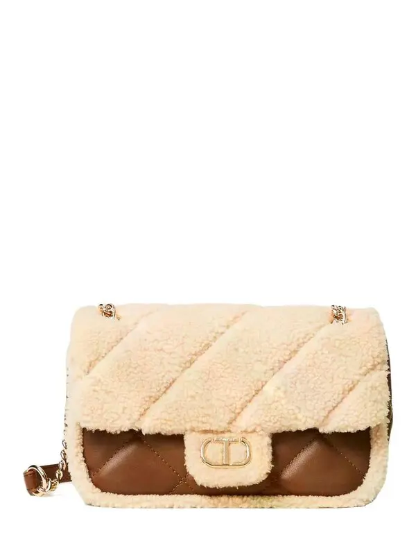 TWINSET Quilted Shearling Shoulder Bag - Brown