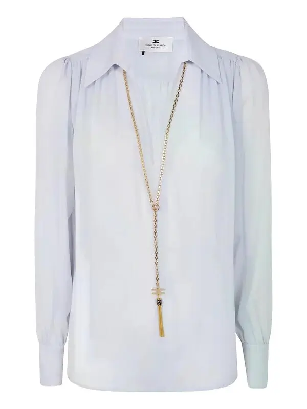Elisabetta Franchi Chain-embellished Puff-sleeves Blouse - Blue