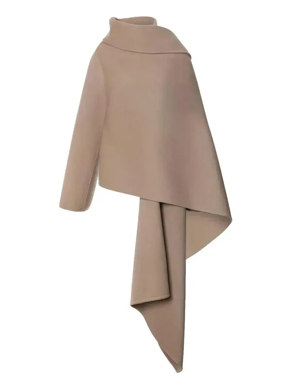 Alberta Ferretti Asymmetric Draped Poncho - Neutrals