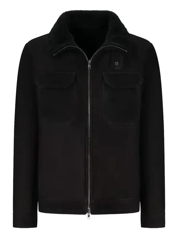 SALVATORE SANTORO Fleece-collar Suede Jacket - Black