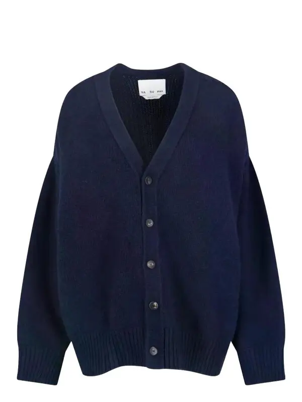 SA SU PHI V-neck Cardigan - Blue