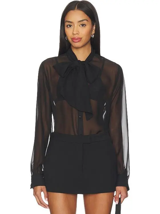 MORE TO COME Cinrella Sheer Top - Black