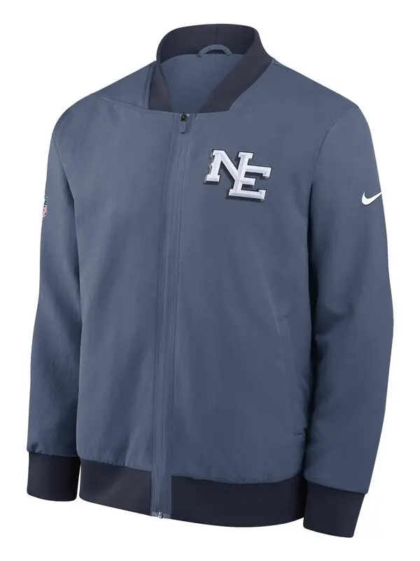 Nike New England Patriots Rivalries Collection Sideline Nfl Full-zip Bomber Jacket - Blue