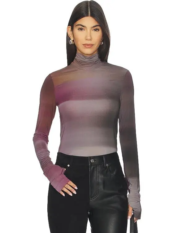 Helmut Lang Long Sleeve Turtleneck Top - Purple Multi