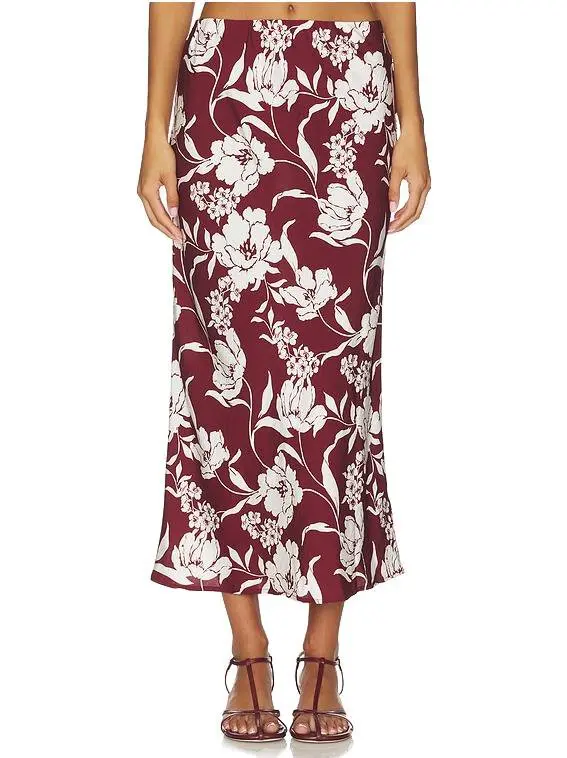 Minkpink Freda Slip Skirt - Wine Floral