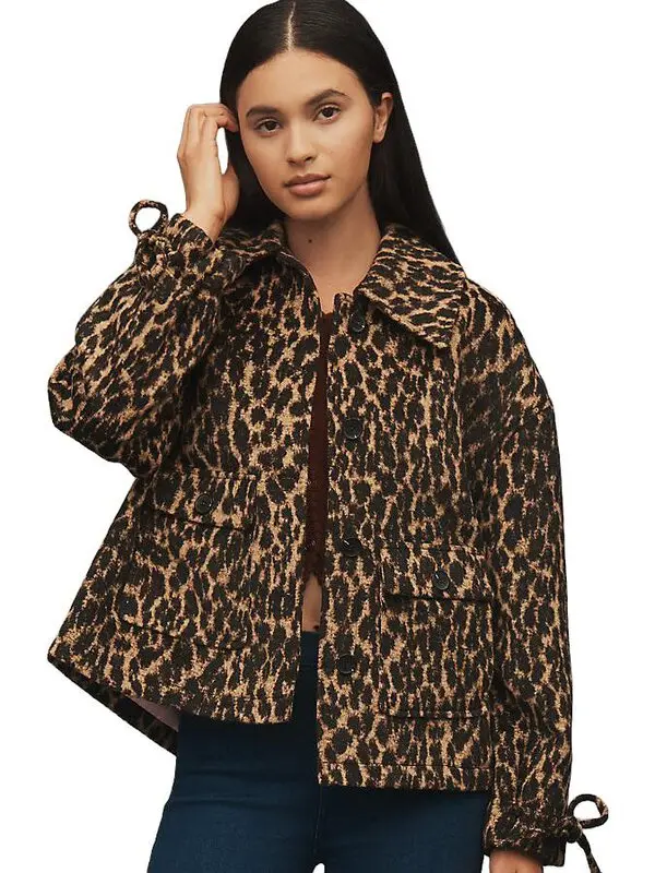 Avec Les Filles Bow-sleeve Leopard Jacket - Neutral Leopard