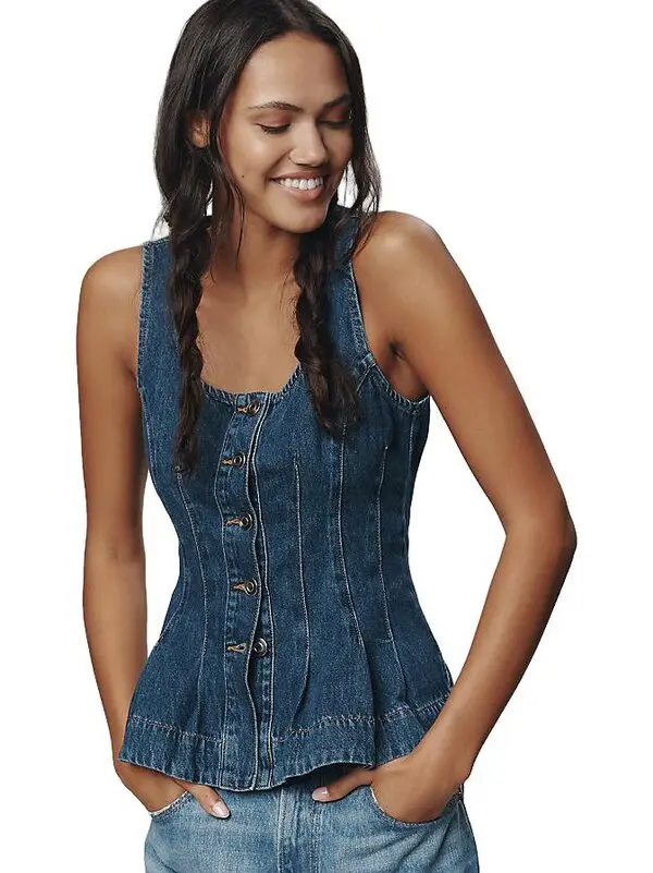 ALIGNE Valenta Denim Sleeveless Top - Mid Wash