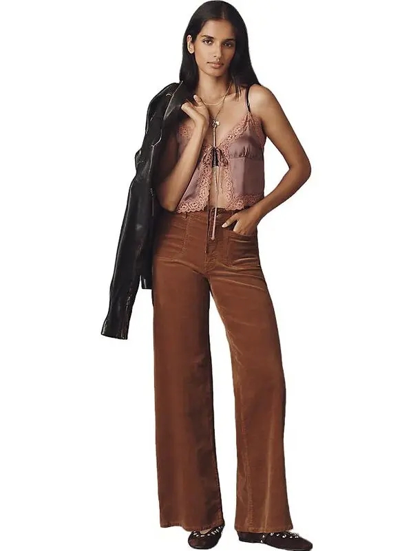 FRAME Le Slim Palazzo Modernist Pocket High-rise Wide-leg Jeans - Maple Brown
