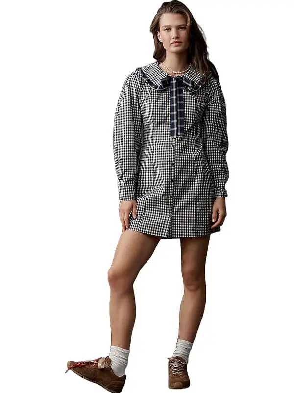 LISA SAYS GAH Piper Gingham Mini Dress - Navy
