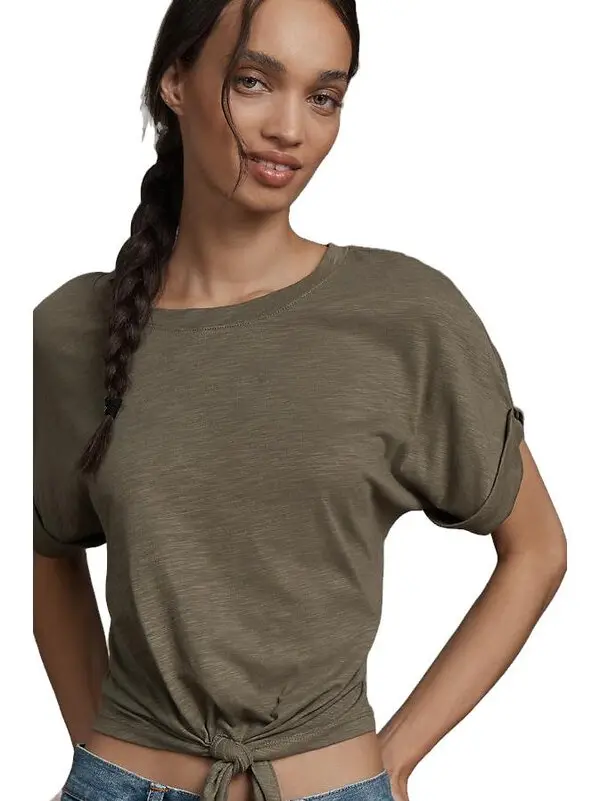 Sanctuary All Day Tie-front T-shirt - Olive