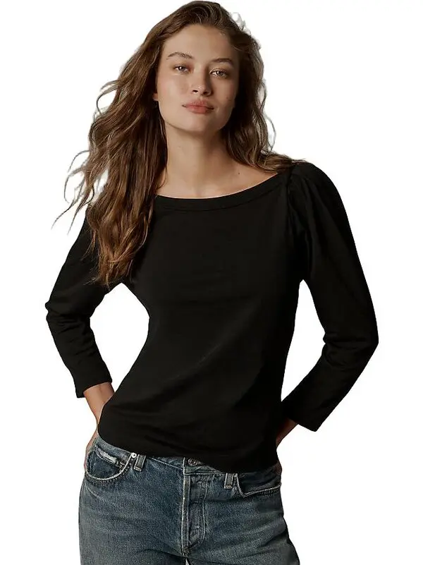 NATION LOS ANGELES Amelie Envelope-neck Top - Black