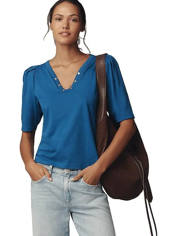 NATION LOS ANGELES Nahal V-neck Top - Blue
