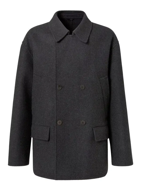Fendi Double-breasted Virgin Wool Pea Coat - Grey