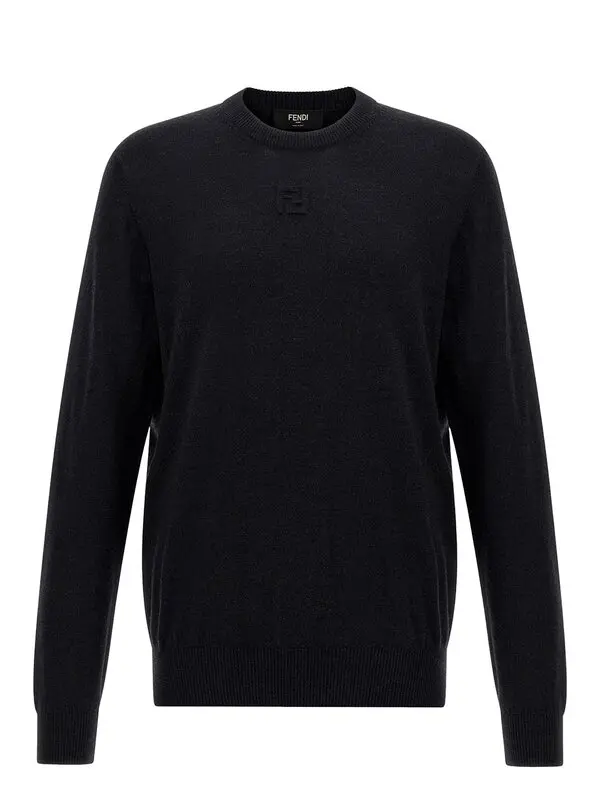 Fendi Wool Sweater With Ff Detail - Grey