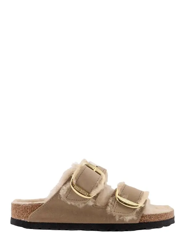 BIRKENSTOCK Arizona Big Buckle Shearling Sandals - Beige