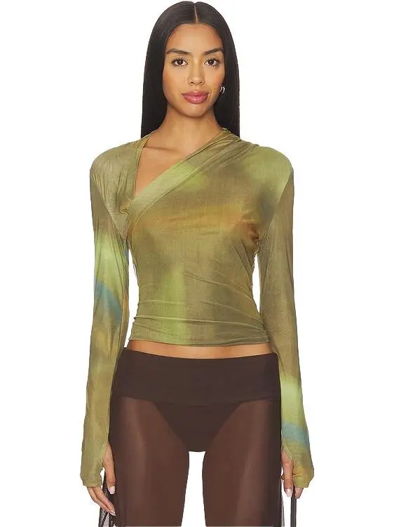 MADISON THE LABEL Laury Mesh Top - Olive