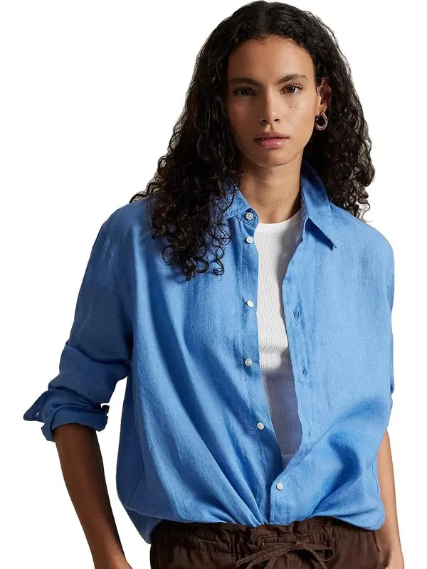 Ralph Lauren Oversized Fit Linen Shirt - Blue